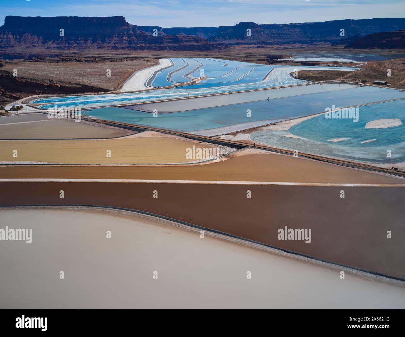 Colorful evaporation ponds at a potash refinery make an abstract Stock ...