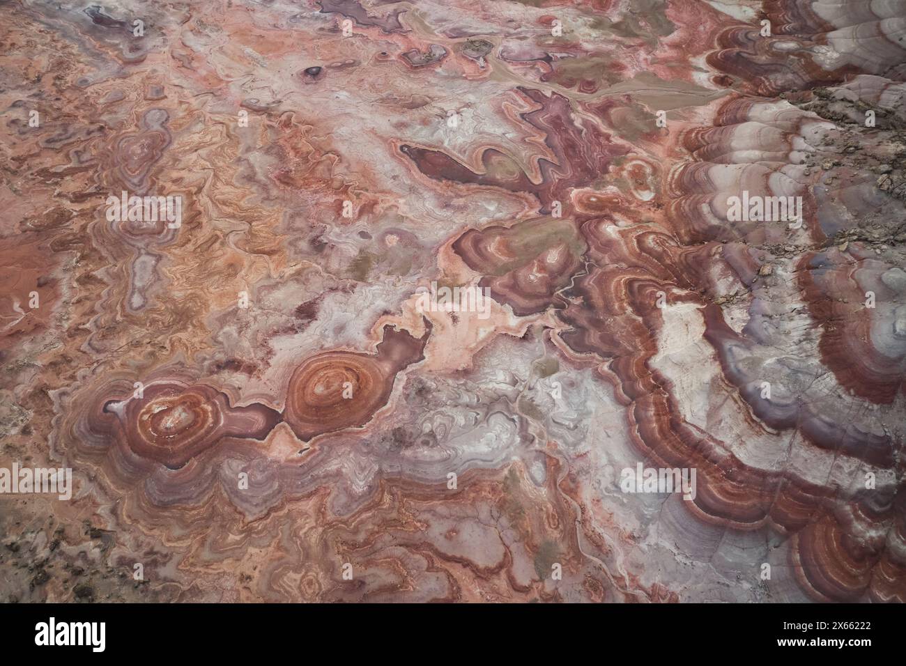 Wild colors and patterns in the Utah desert when seen from above Stock ...