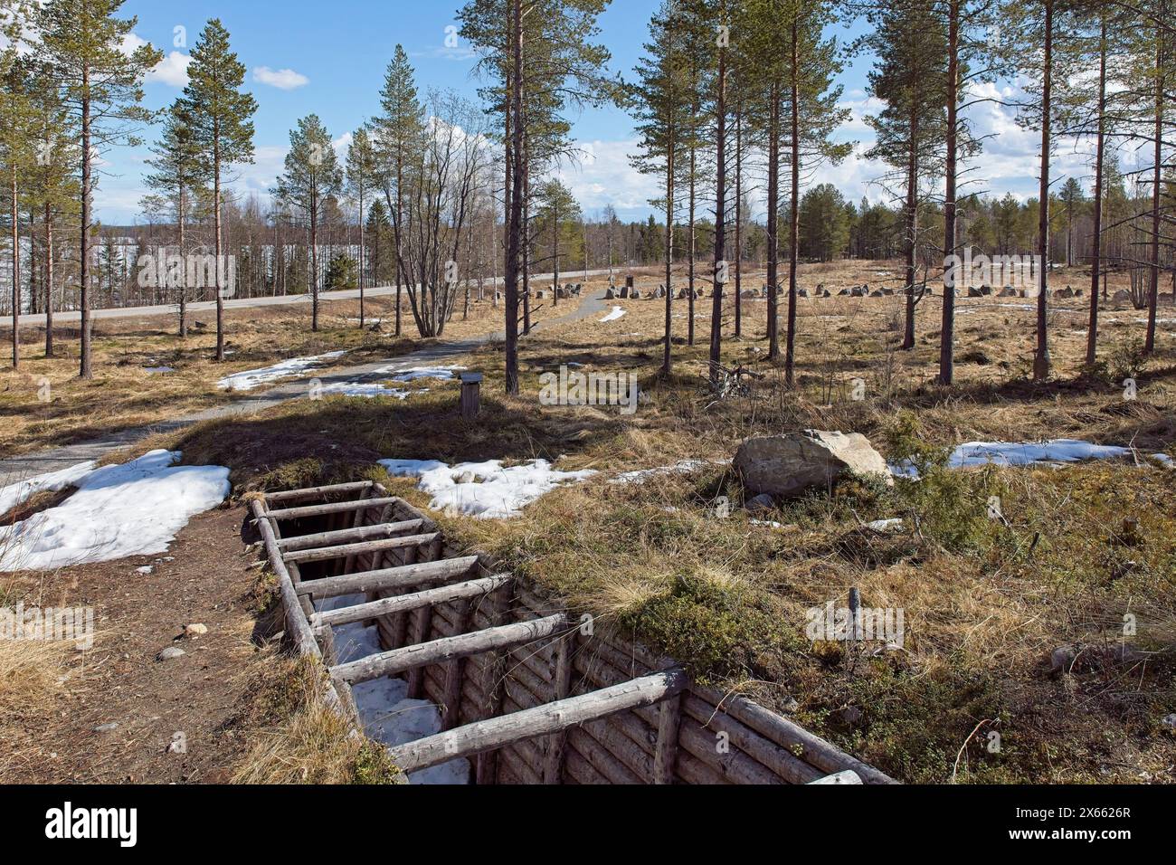 Preserved defensive WW2 trench at Salpa Line Vanttaja fortification are ...