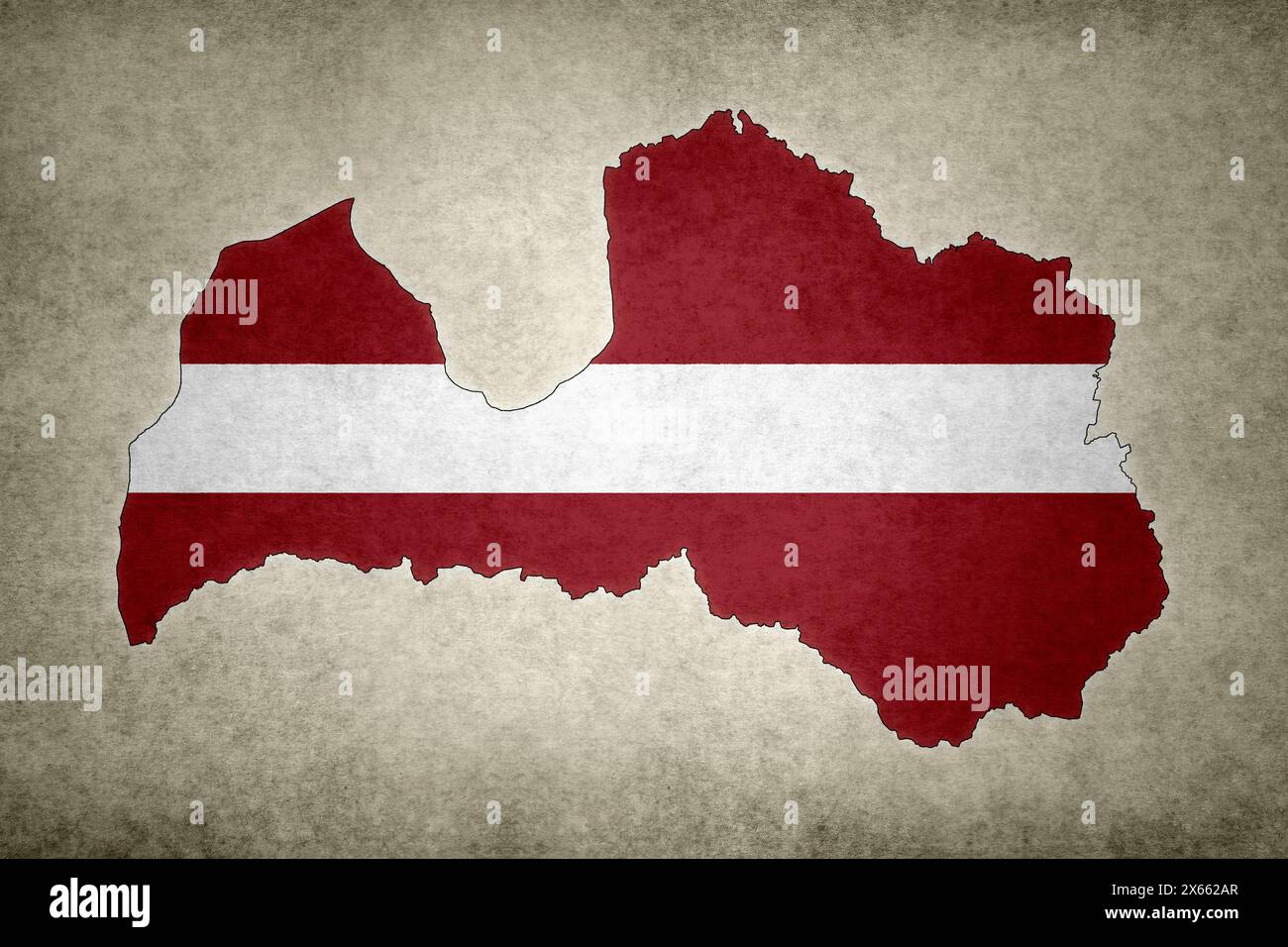 Grunge map of Latvia with its flag printed within its border on an old paper Stock Photo - Alamy