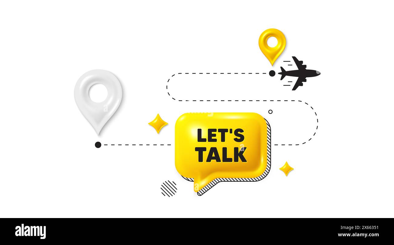 Lets talk tag. Connect offer sign. Journey path position 3d pin. Vector ...