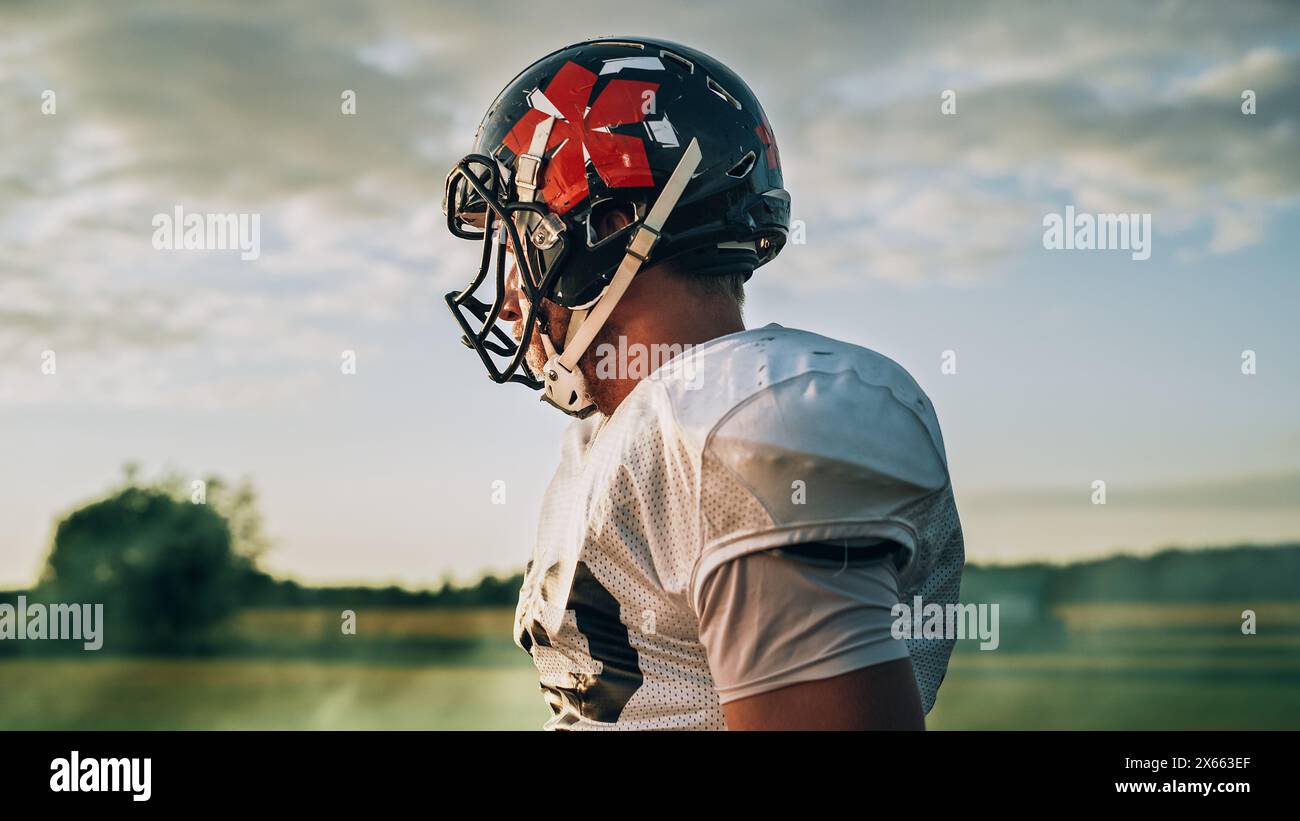 American Football Championship Game: Back View Portrait of Professional ...