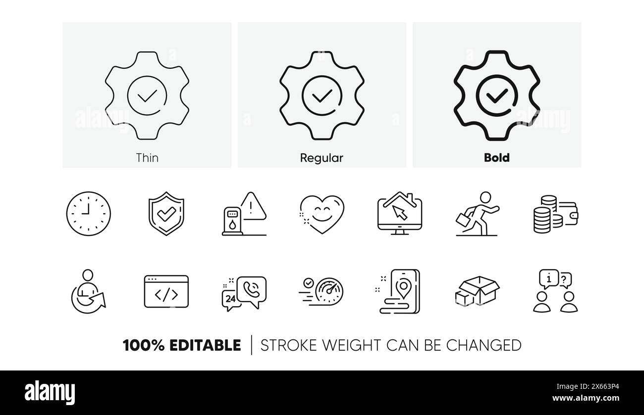 Execute, Confirmed and Work home line icons. For web app, printing. Line icons. Vector Stock ...