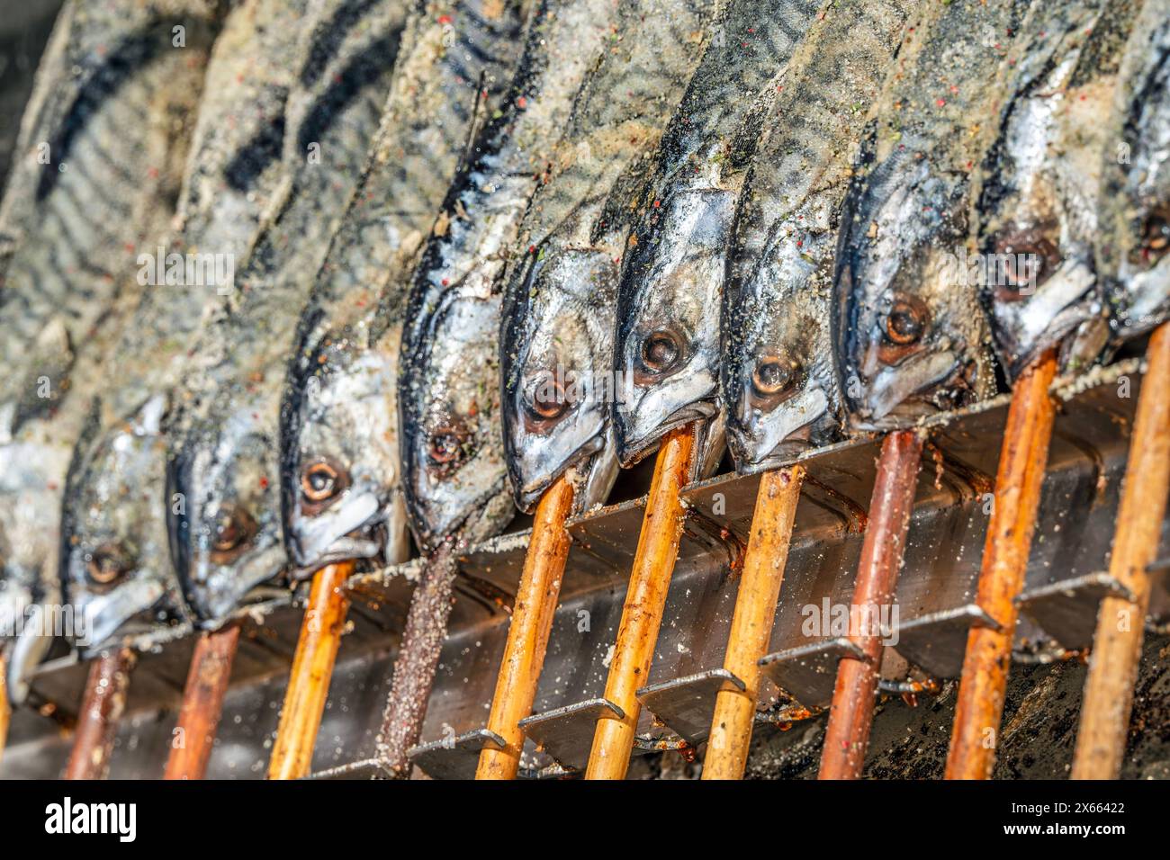 Steckerlfisch, bayerische Spezialität bei der Truderinger Festwoche ...