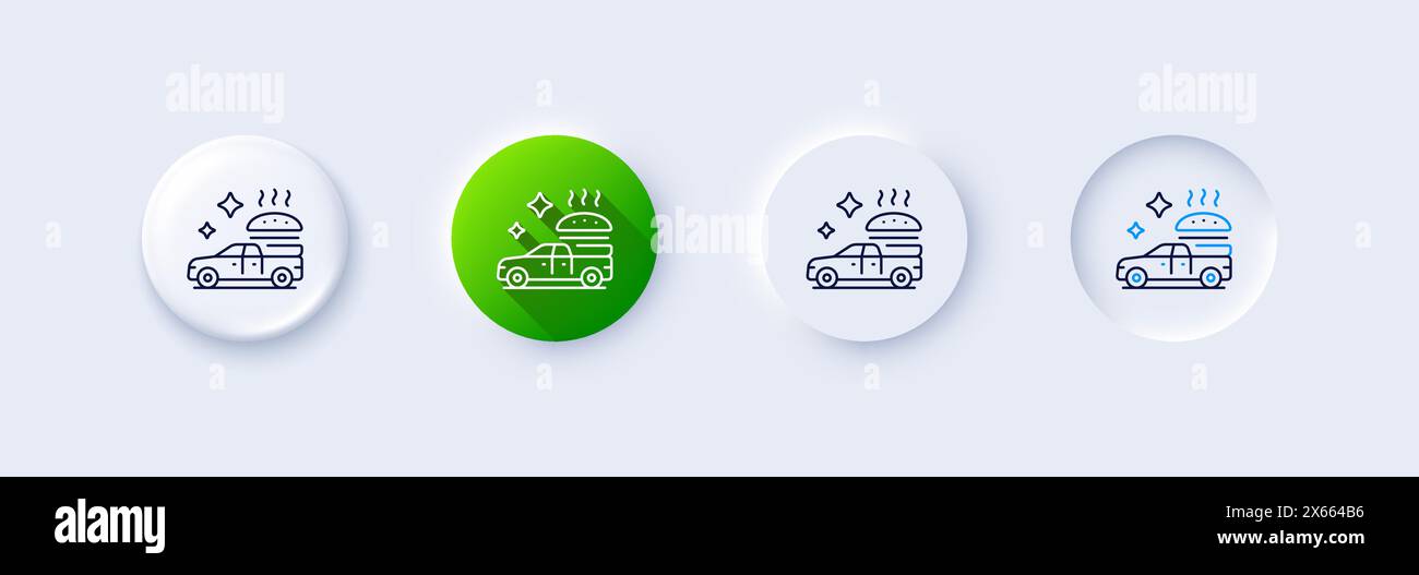Food delivery line icon. Pickup transport sign. Line icons. Vector ...