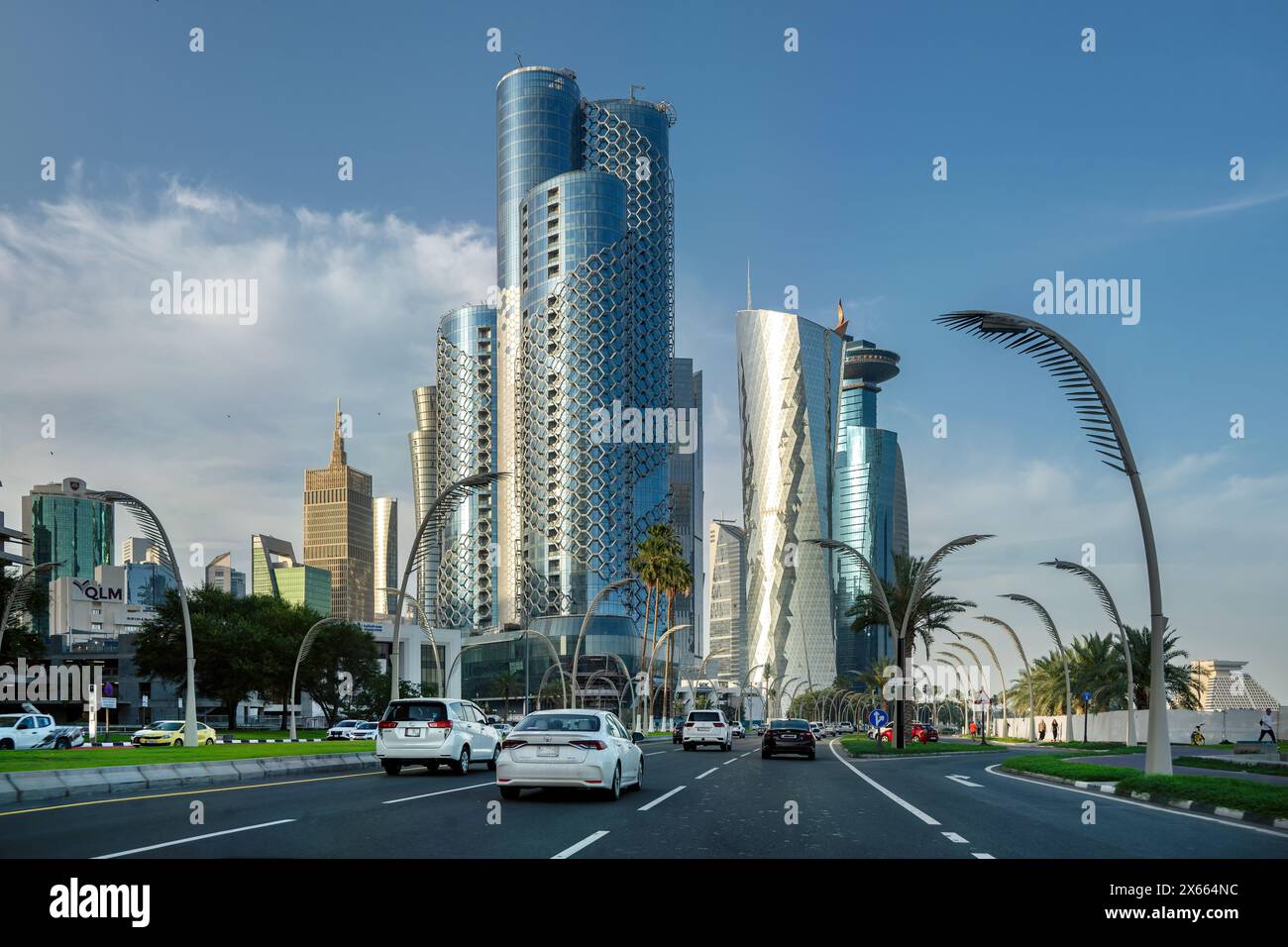 Doha corniche Roads and traffic west bay Doha Qatar Stock Photo - Alamy