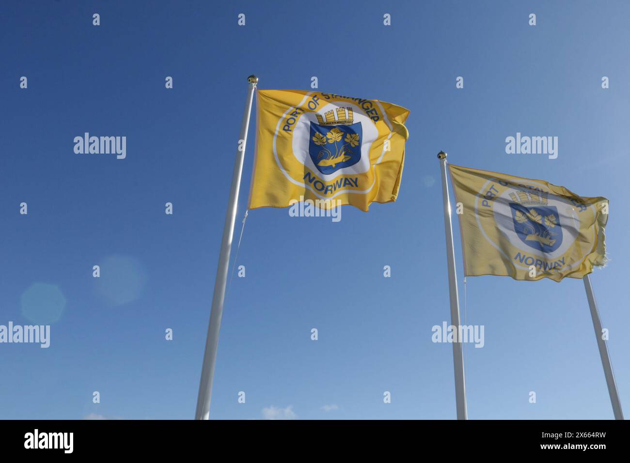 Flags at the port Stock Photo - Alamy
