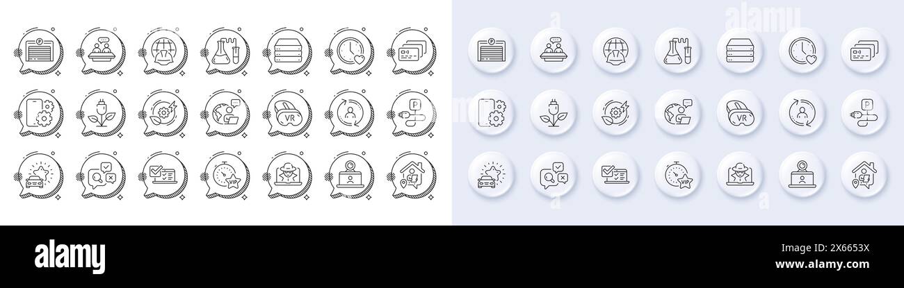 Video Conference Vip Timer And Fraud Line Icons For Web App Printing