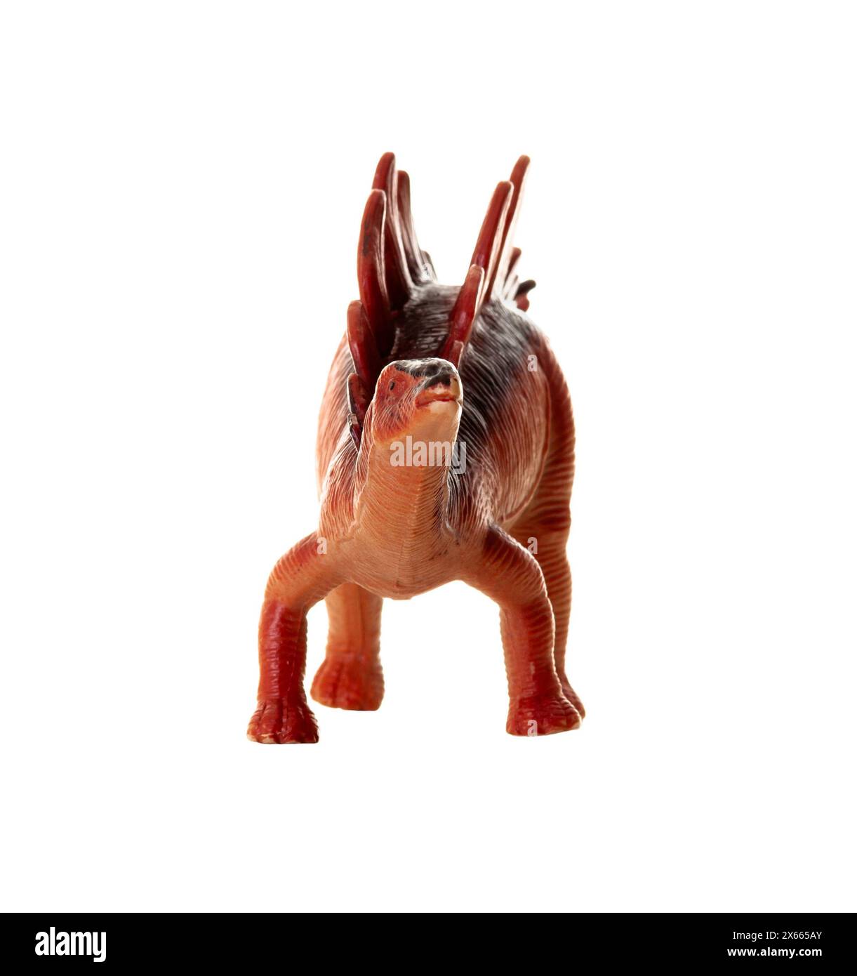 Realistic plastic model of a Stegosaurus dinosaur on white background ...
