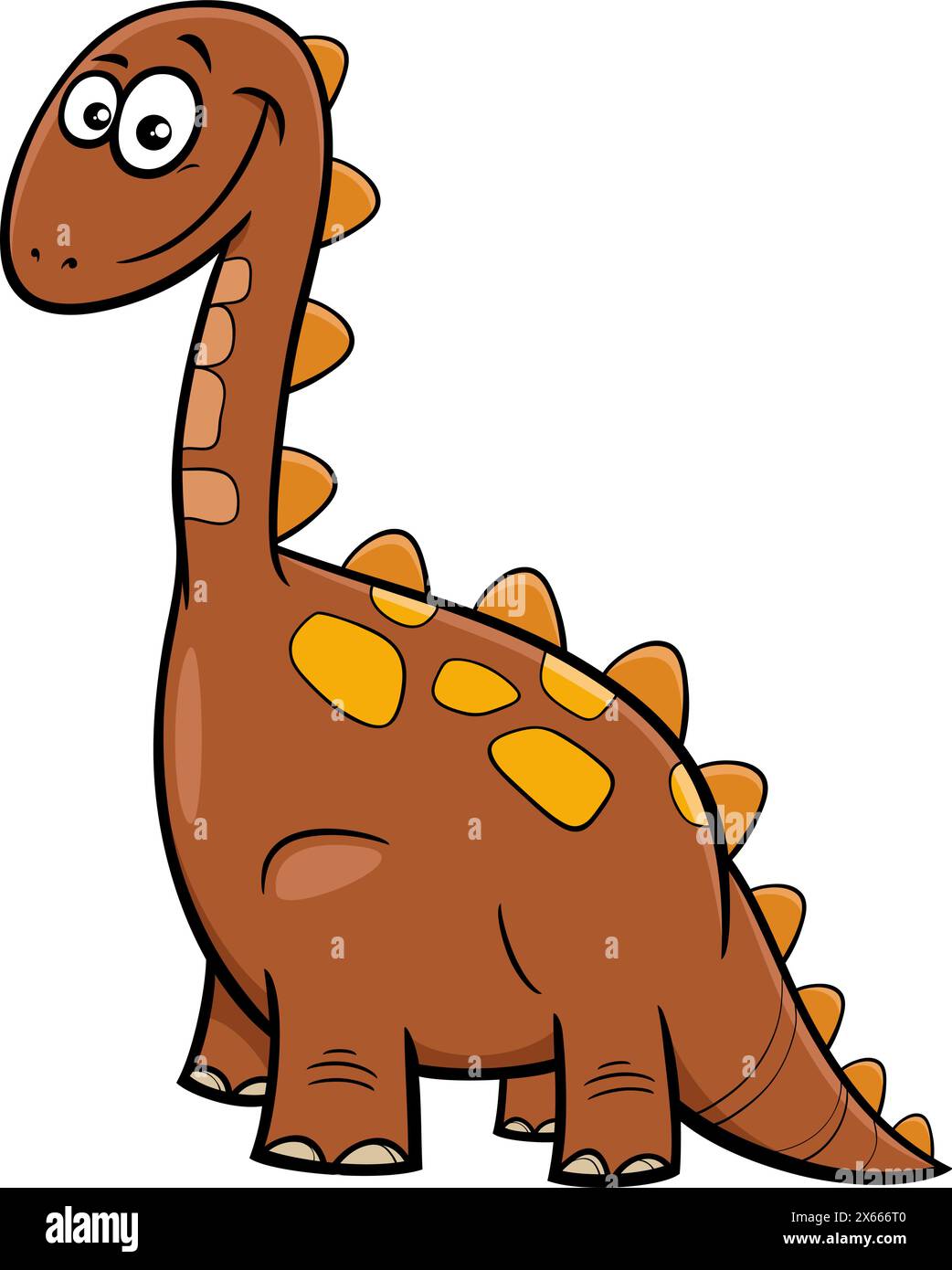 Cartoon illustration of funny dinosaur prehistoric animal character ...