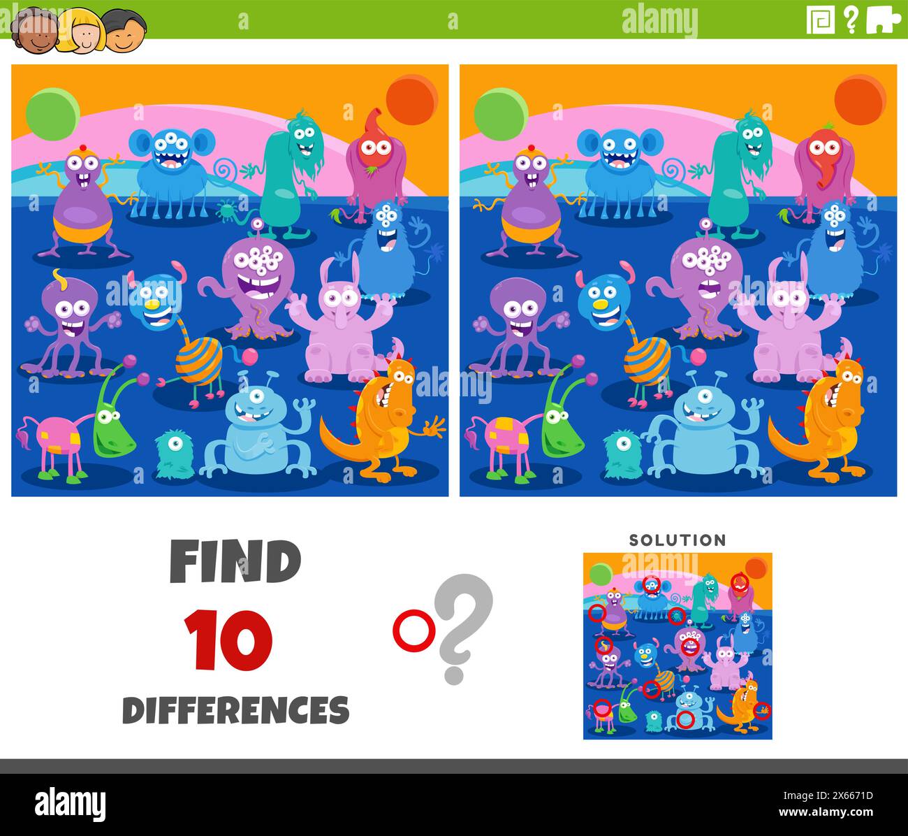Cartoon illustration of finding the differences between pictures ...