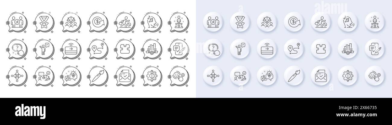 Transform, Teamwork chart and Lawyer line icons. For web app, printing. Line icons. Vector Stock ...