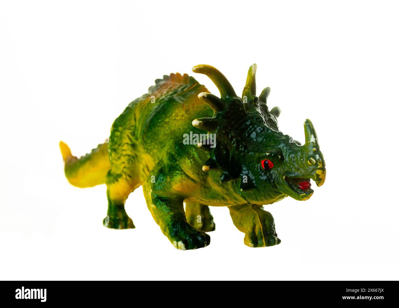 Realistic sinoceratops dinosaur toy model isolated on a white ...