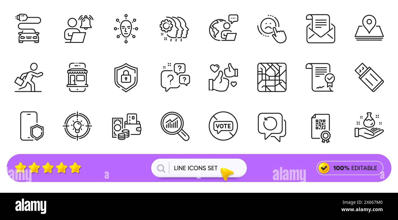 Change money, Metro map and Mail newsletter line icons for web app ...