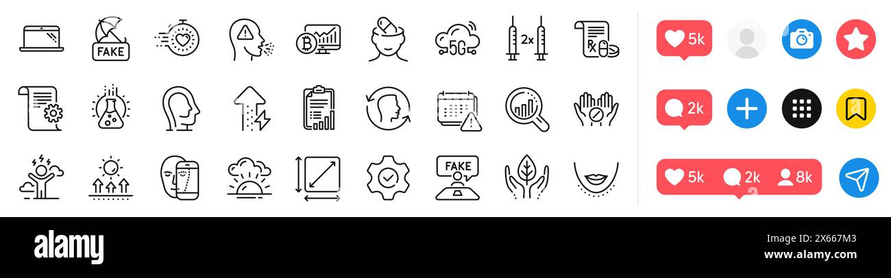 Execute, Fair trade and Sunset line icons pack. For web app. Social media icons. Vector Stock ...