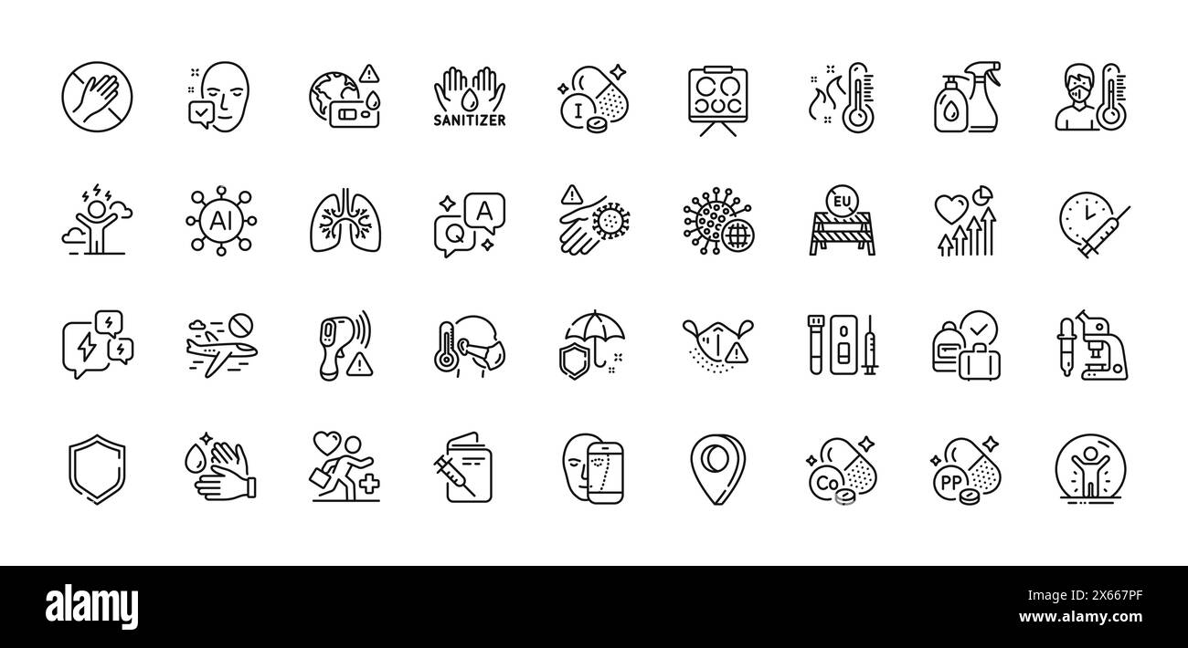 Shield, Coronavirus and Medical mask line icons pack. For web app. Line icons. Vector Stock ...