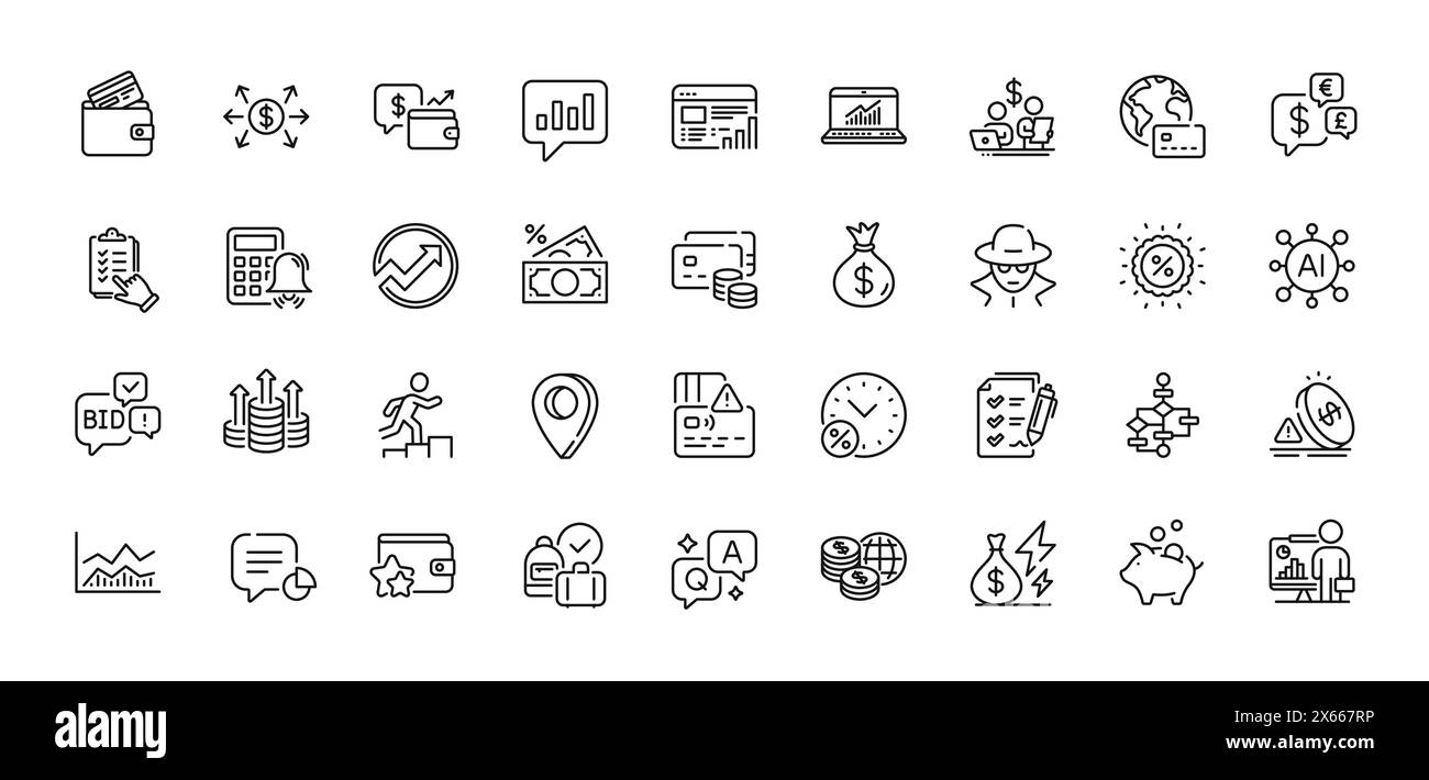 Web report, Loyalty program and Inflation line icons pack. For web app. Line icons. Vector Stock ...