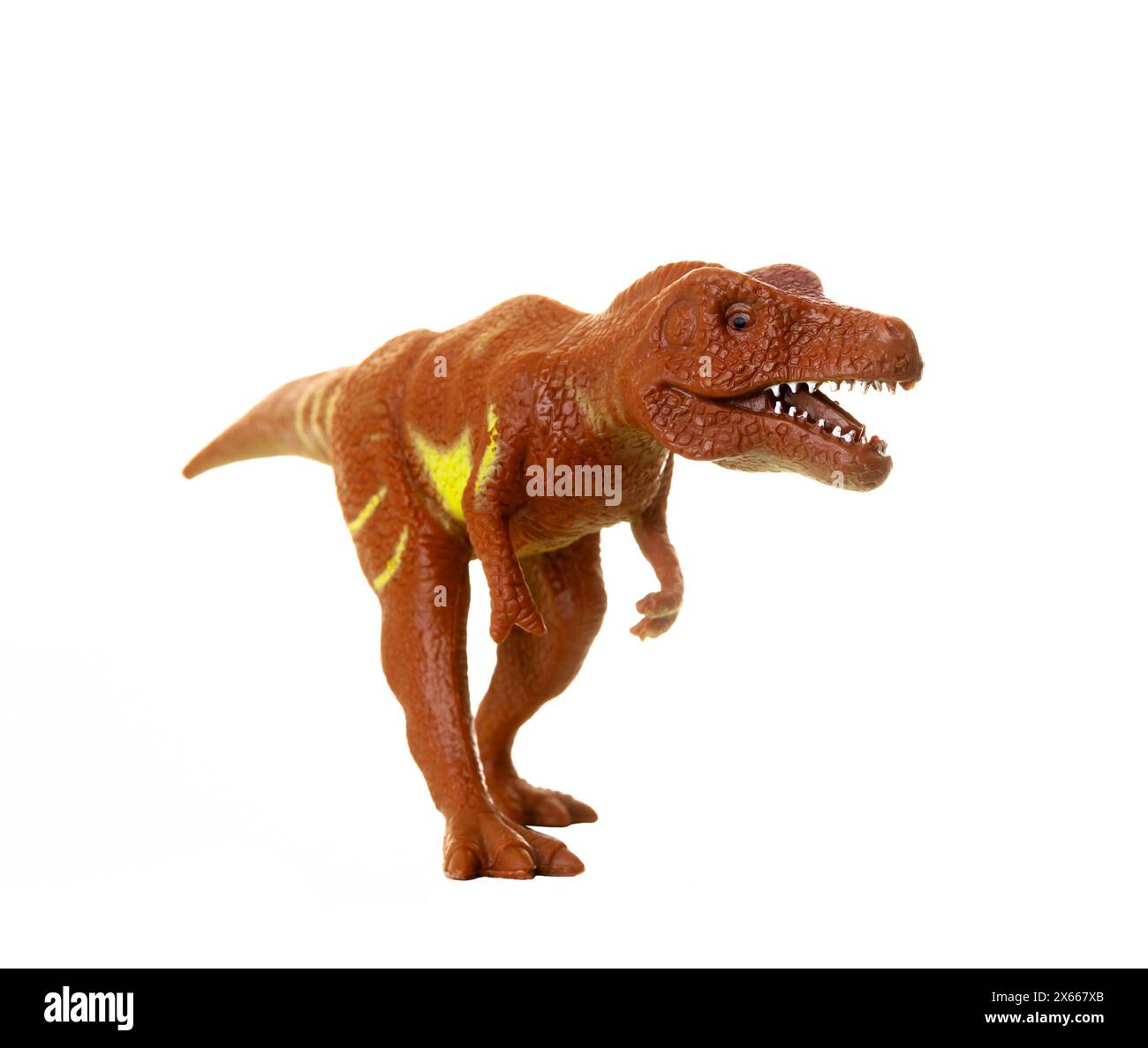 Detailed toy replica of a tyrannosaurus rex positioned on a seamless ...