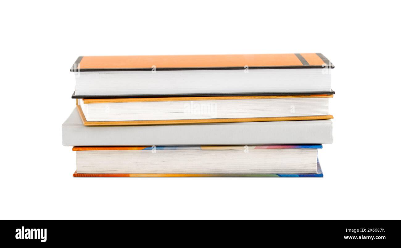 Stack of color books isolated on white background Stock Photo - Alamy