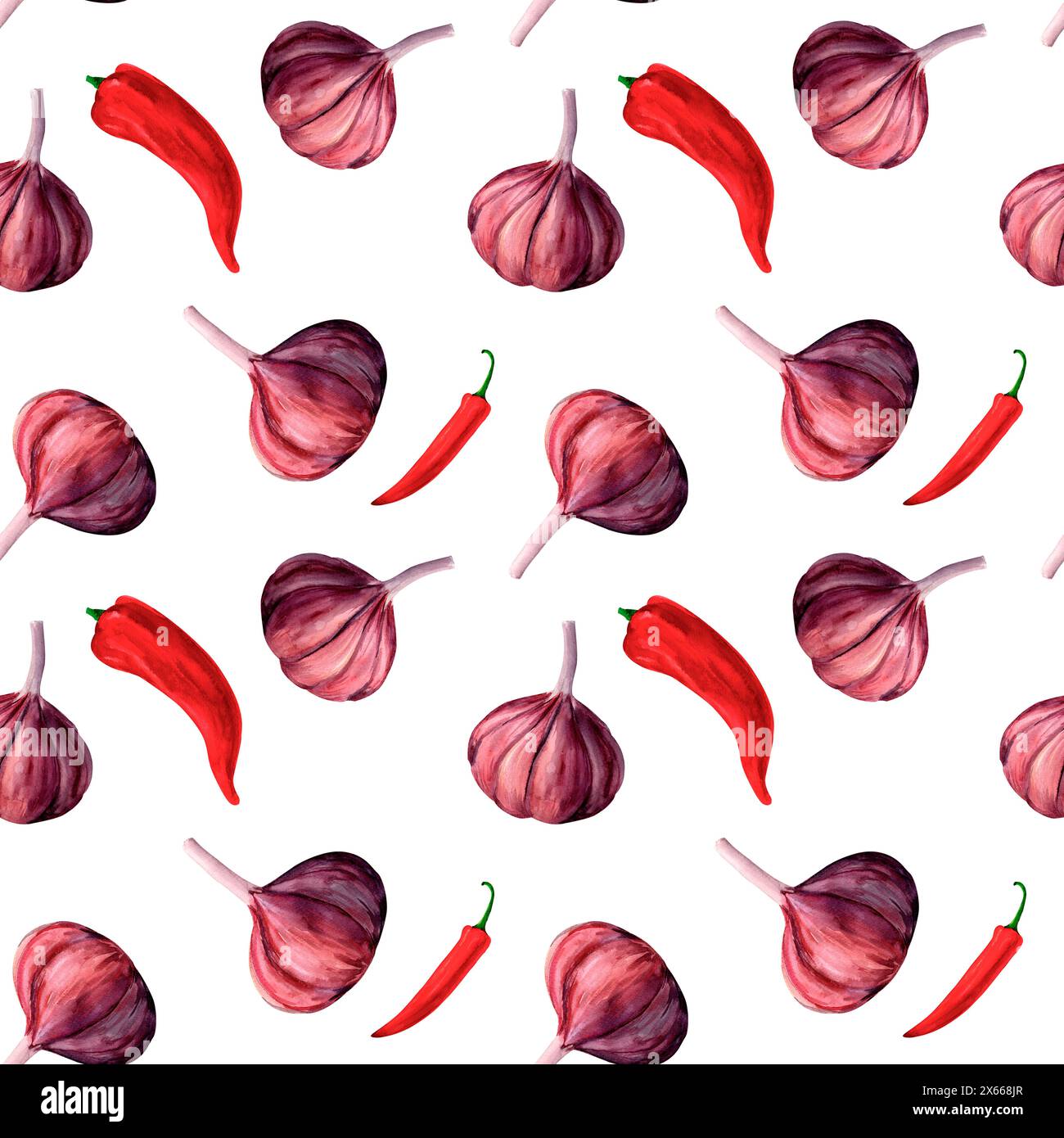 Garlic, chili pepper Seamless pattern for prints on wallpaper, textiles ...