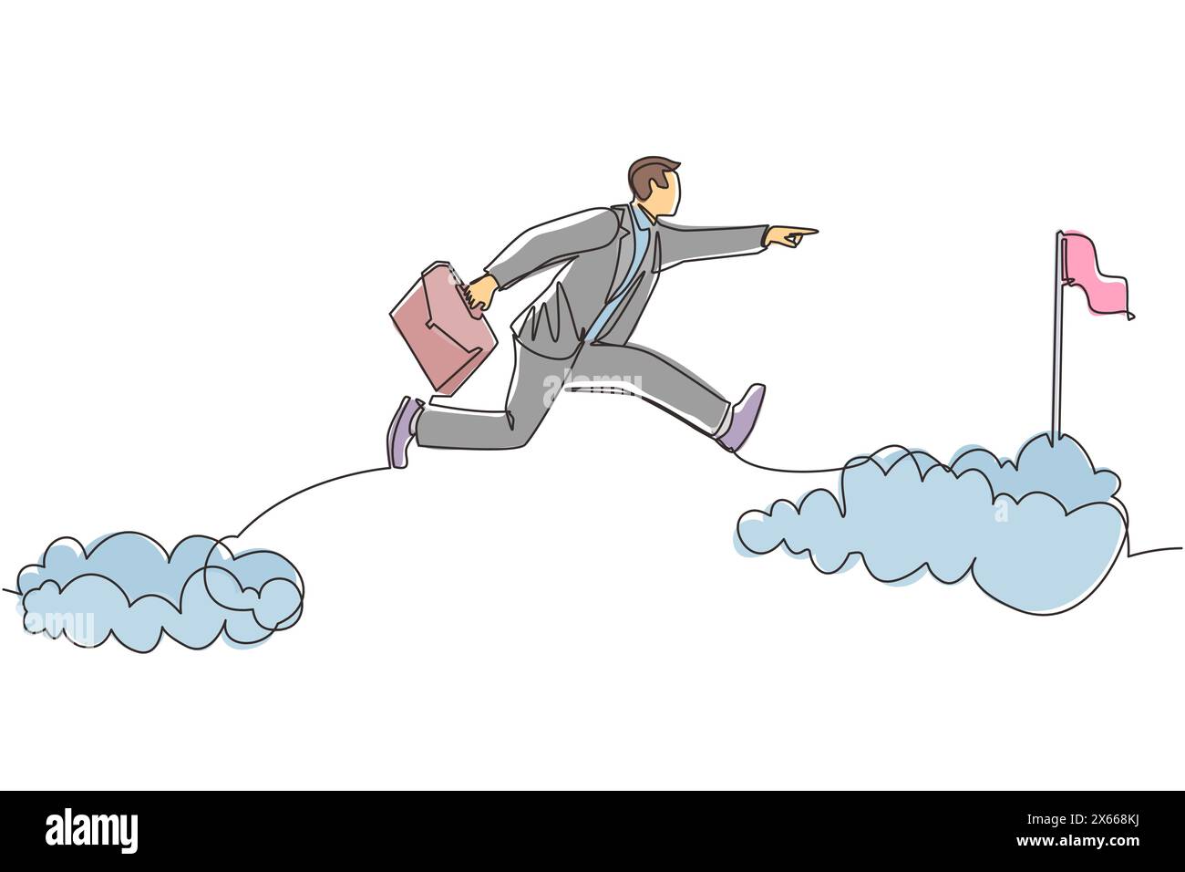 Single continuous line drawing fearless brave businessman make risk by ...