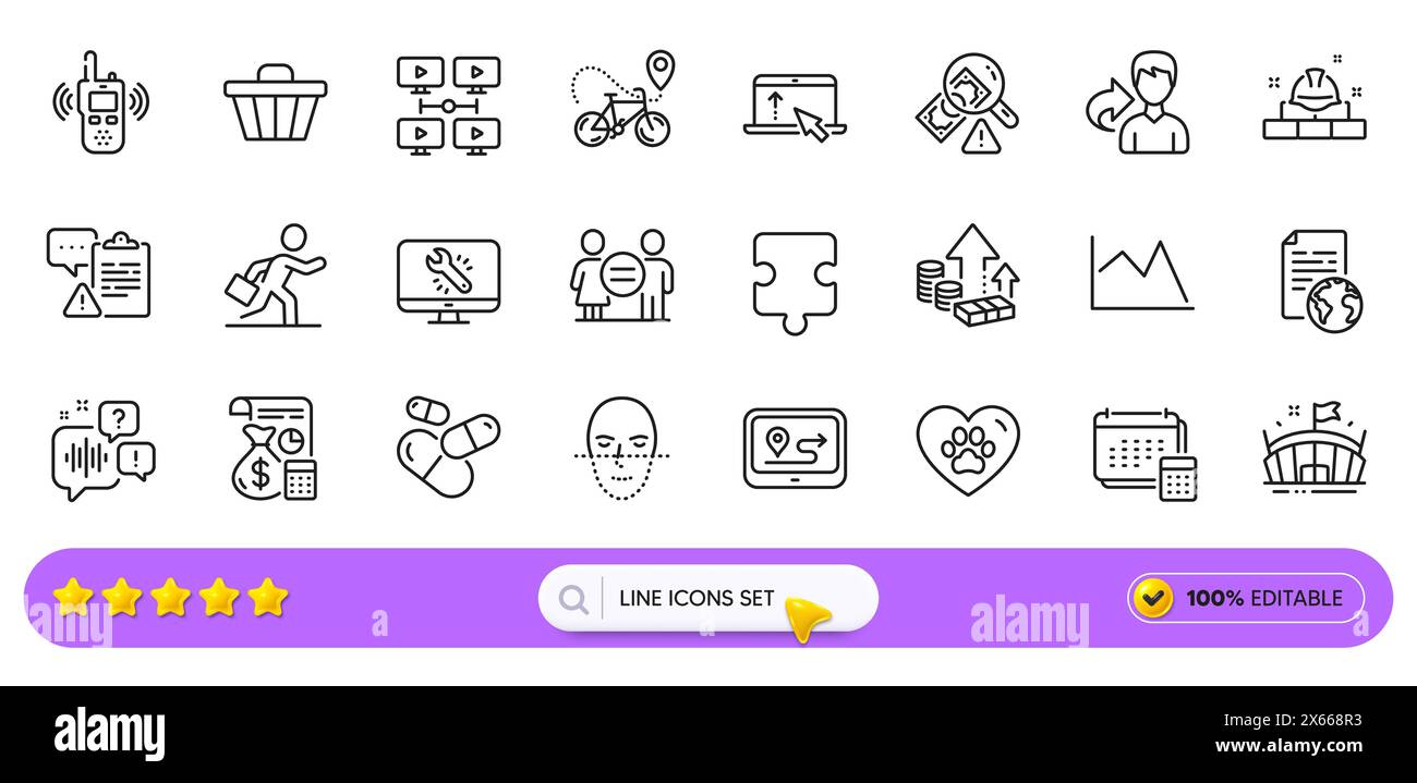 Accounting, Fraud and Pets care line icons for web app. Pictogram icon ...