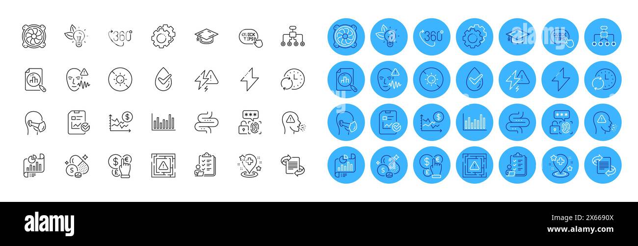 Cough, Restructuring and Marketing line icons pack. For web app. Color icon buttons. Vector ...