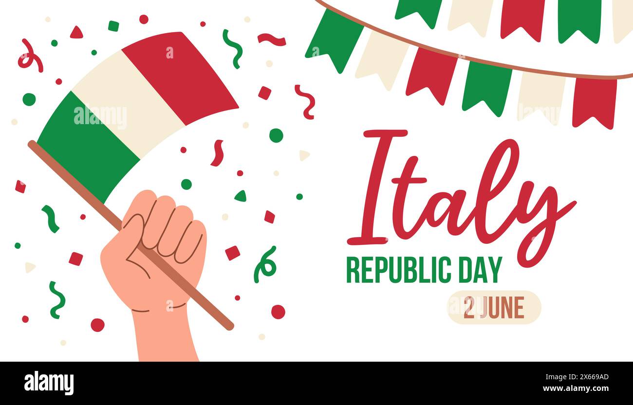 Italy republic day greeting card, banner with template text vector ...