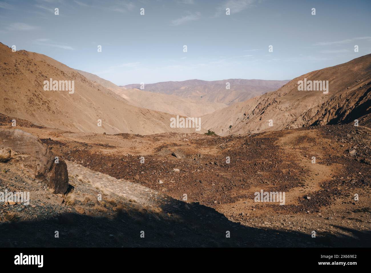 Toubkal National Park in Morocco is a landscape with rugged terrain ...