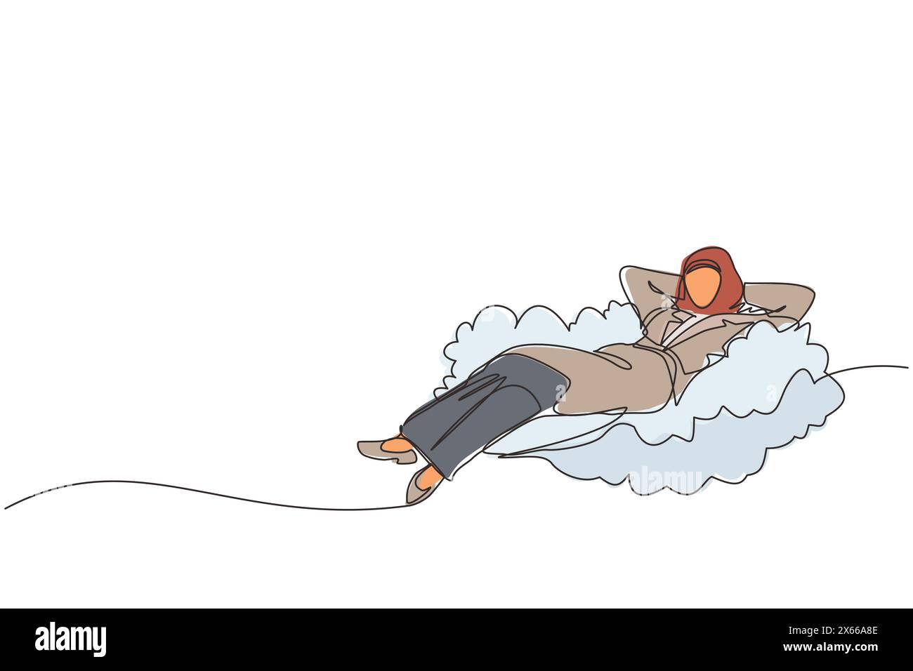 Single one line drawing relaxed and successful happy Arabian ...