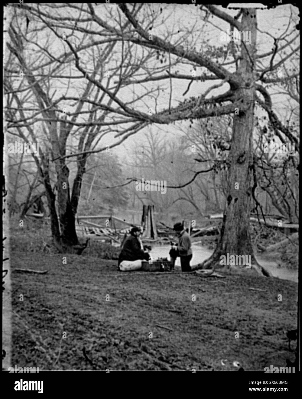 Bull Run, Va. Ruins of railroad bridge at Blackburn's Ford, Civil War ...