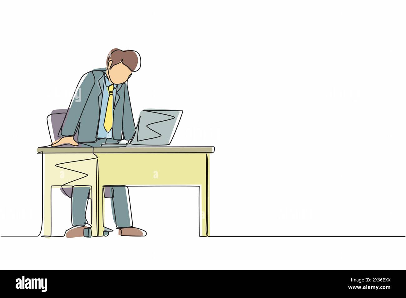 Single continuous line drawing frustrated and furious businessman ...