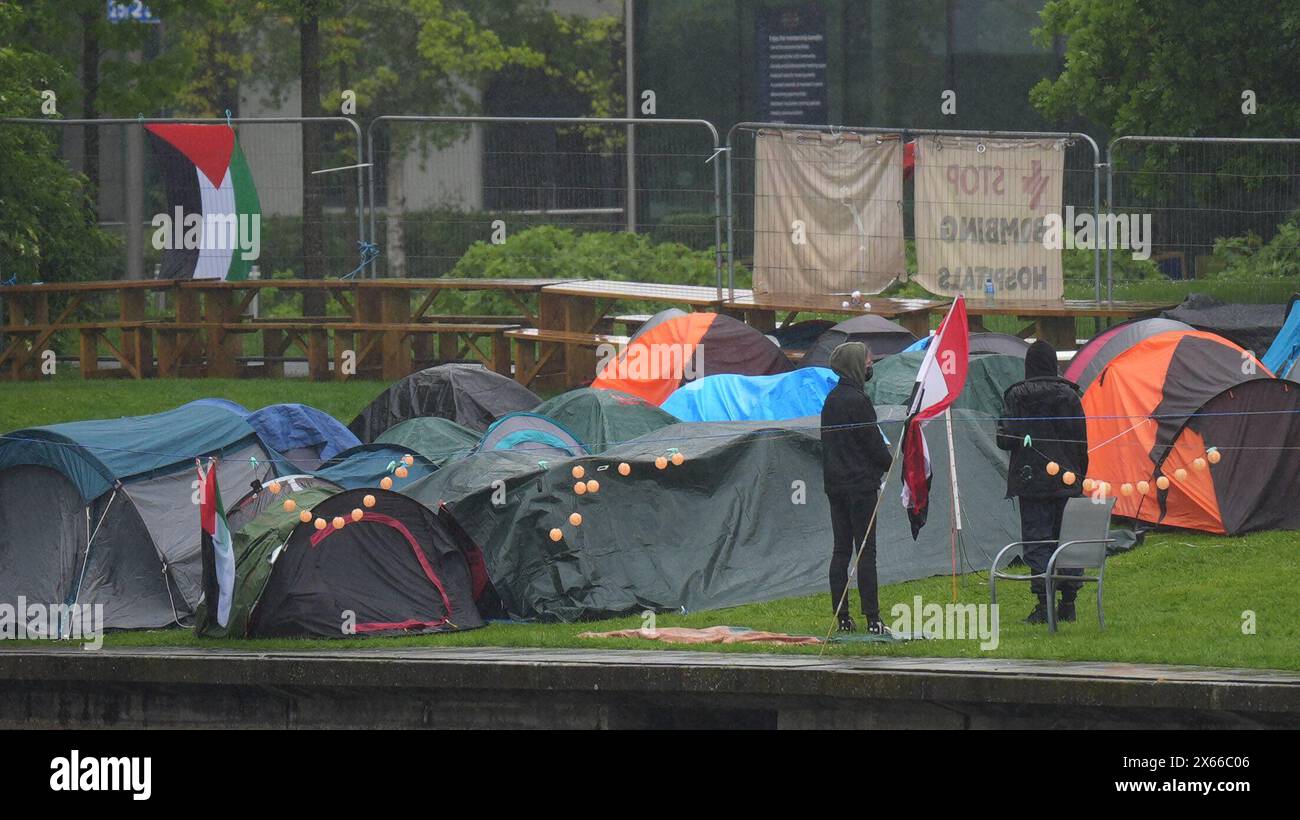 Students taking part in an encampment protest over the Gaza conflict on ...
