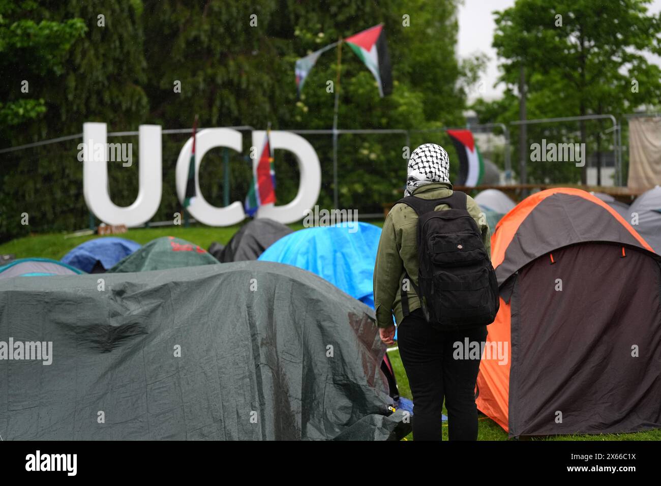 Students taking part in an encampment protest over the Gaza conflict on ...