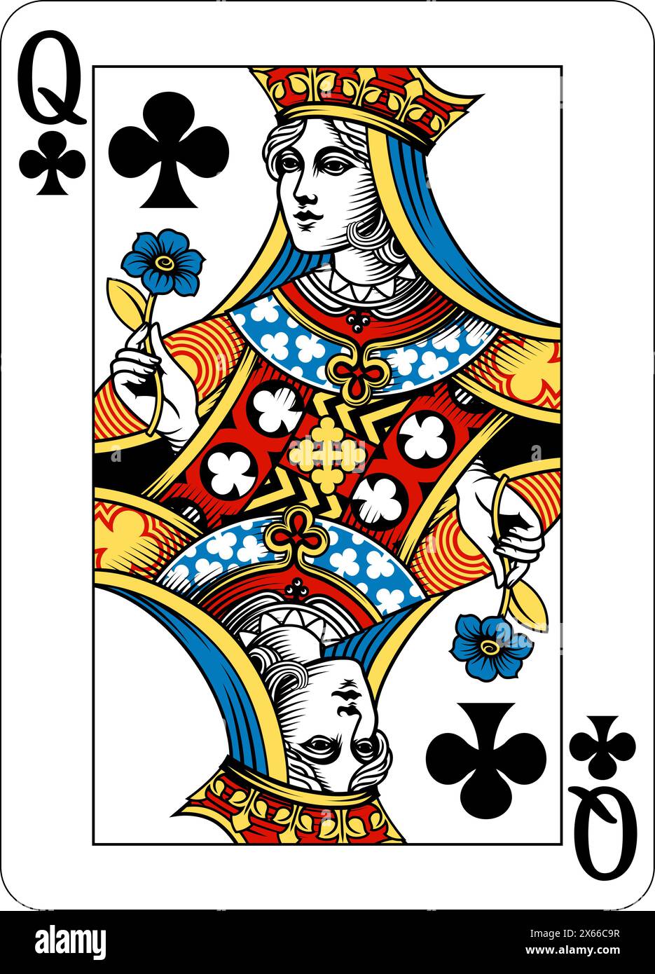 Queen of Clubs Design from Deck of Playing Cards Stock Vector Image ...