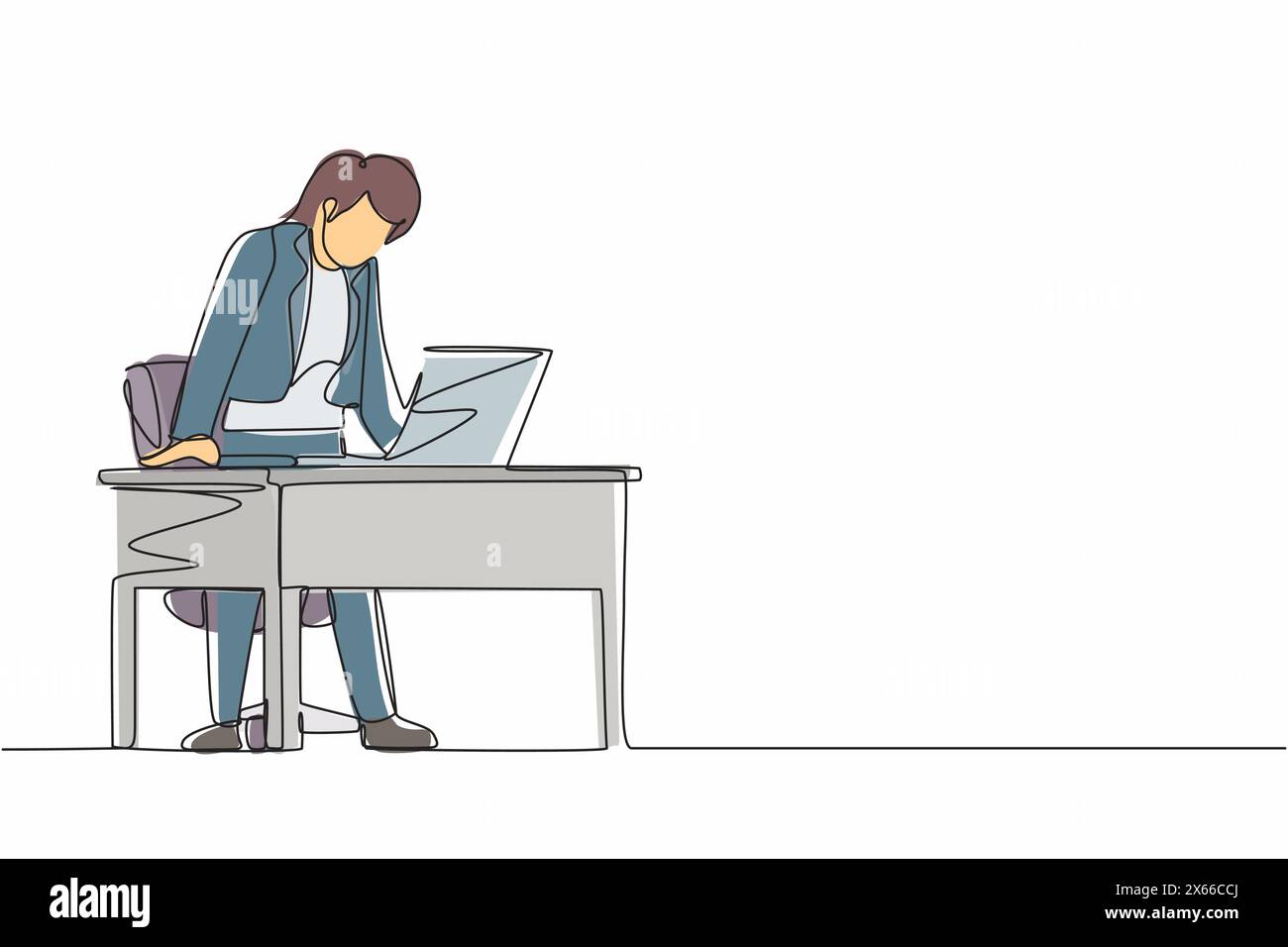 Single one line drawing frustrated and furious businesswoman shouting ...