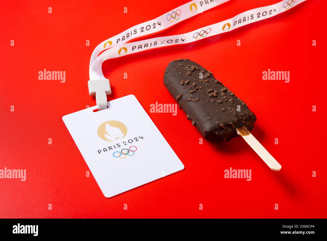 ZHONGSHAN China-May 5 2024: Paris Olympic Games 2024 IC card and an ...