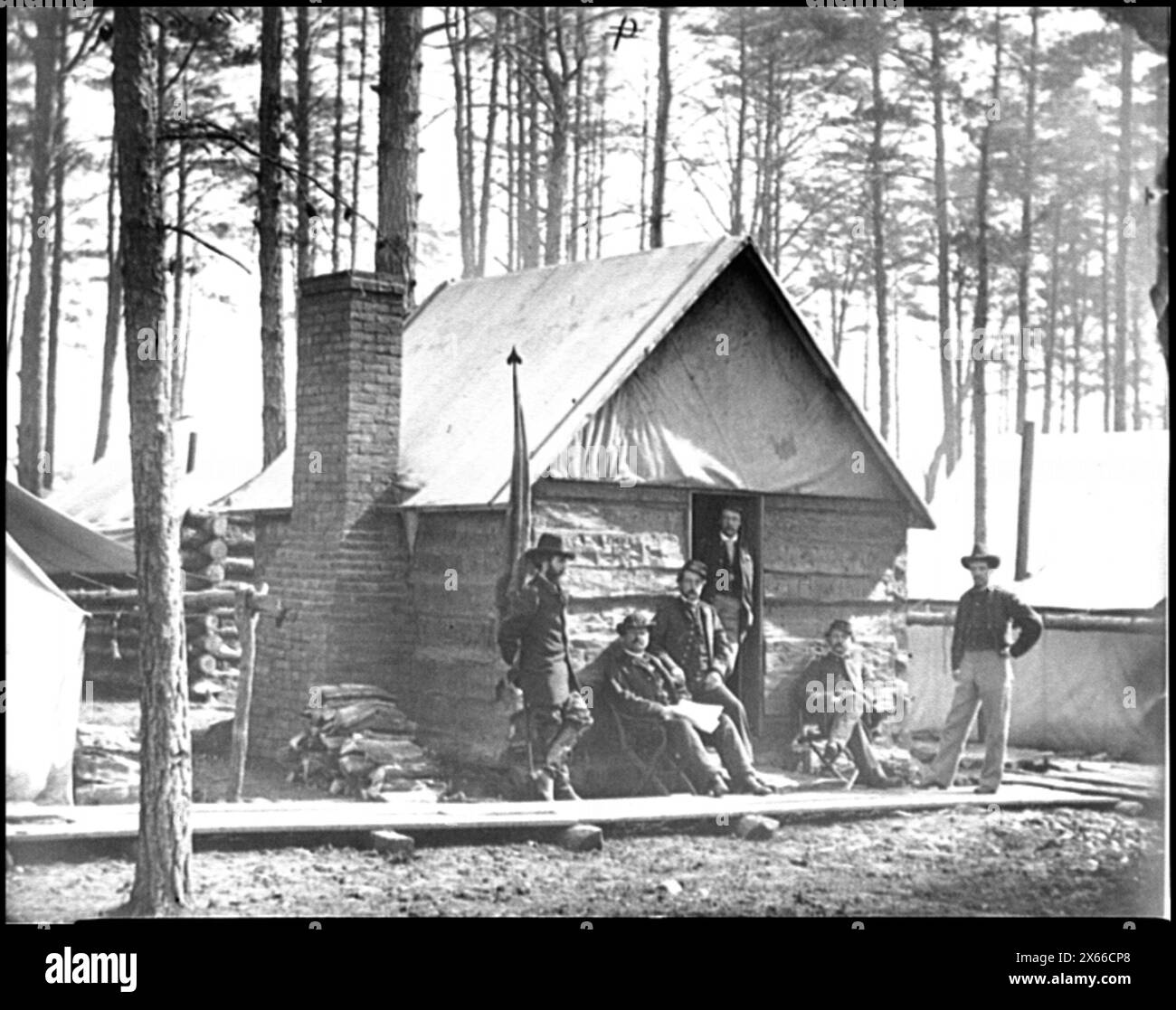 Brandy Station, Va. Officers in front of winter quarters at Army of the ...