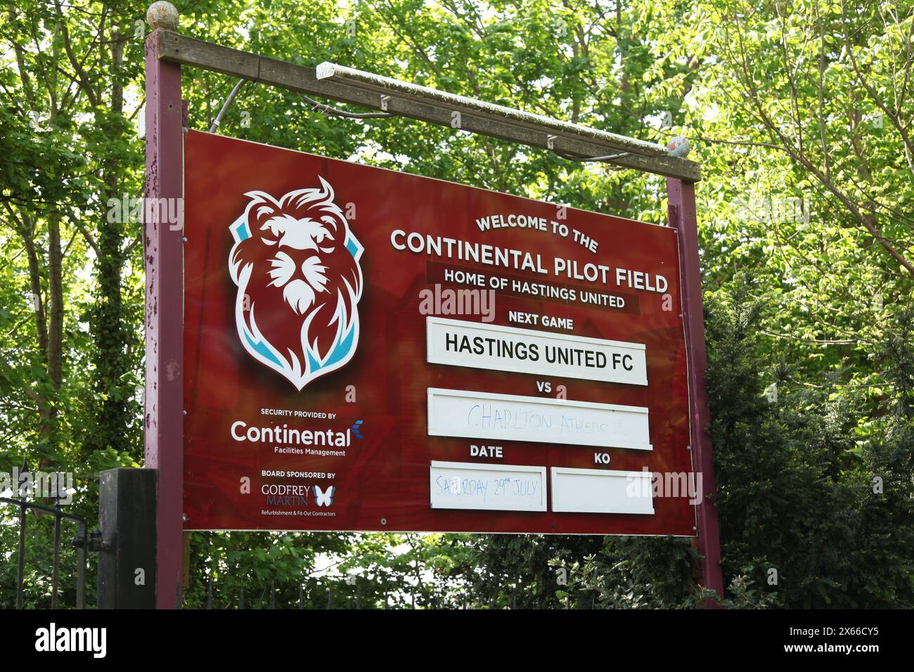 Continental Pilot Field, home of Hastings United Football Club, signage ...