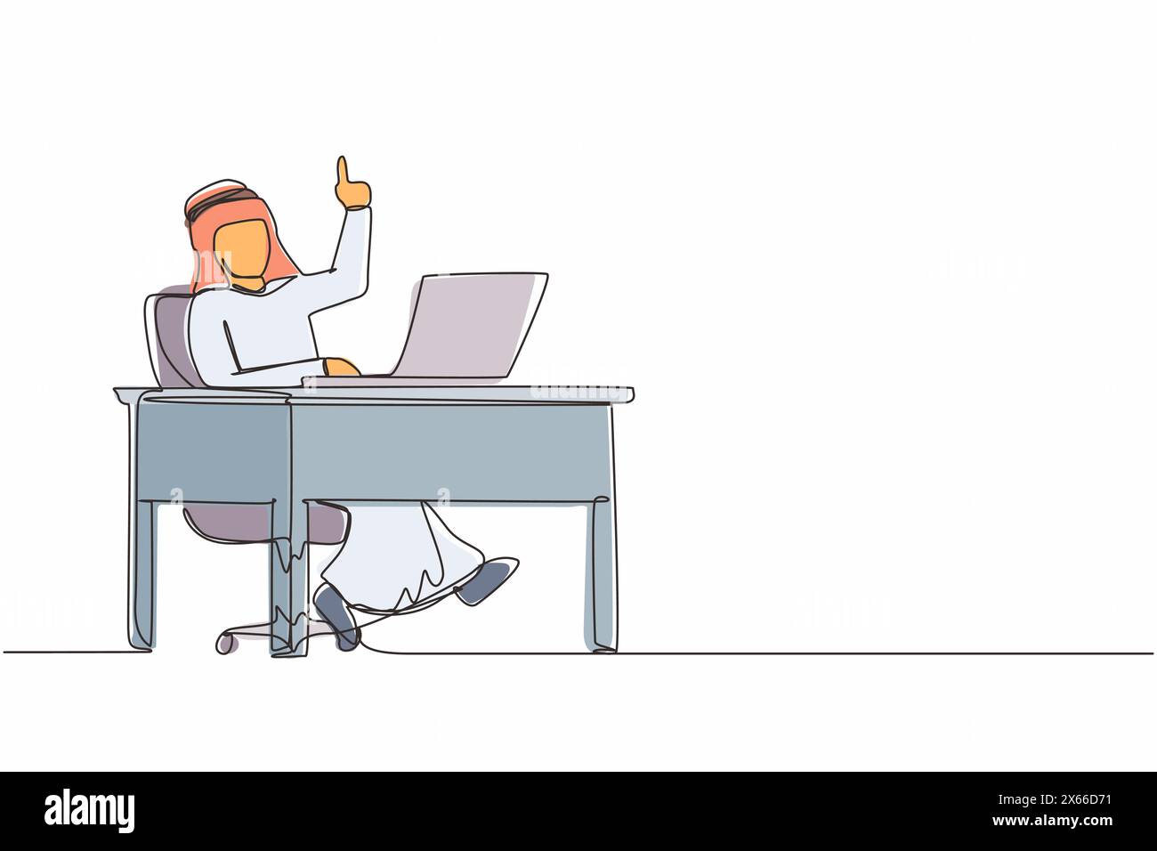 Single one line drawing Arabic businessman getting bright new idea ...