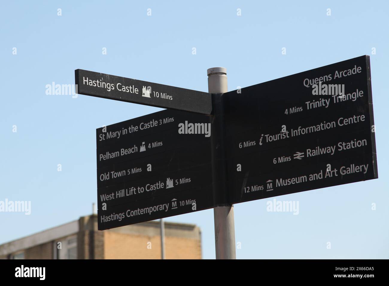 Pedestrian directions sign to Hastings Castle, Old Town, Museum ...