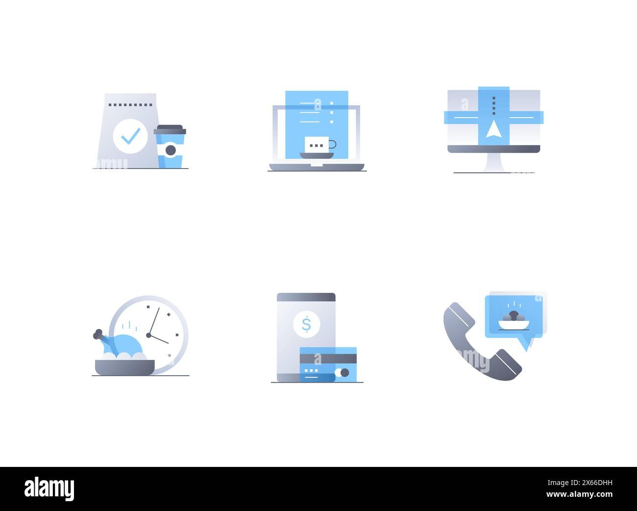 Lunch and coffee break - flat design style icons set Stock Vector Image ...