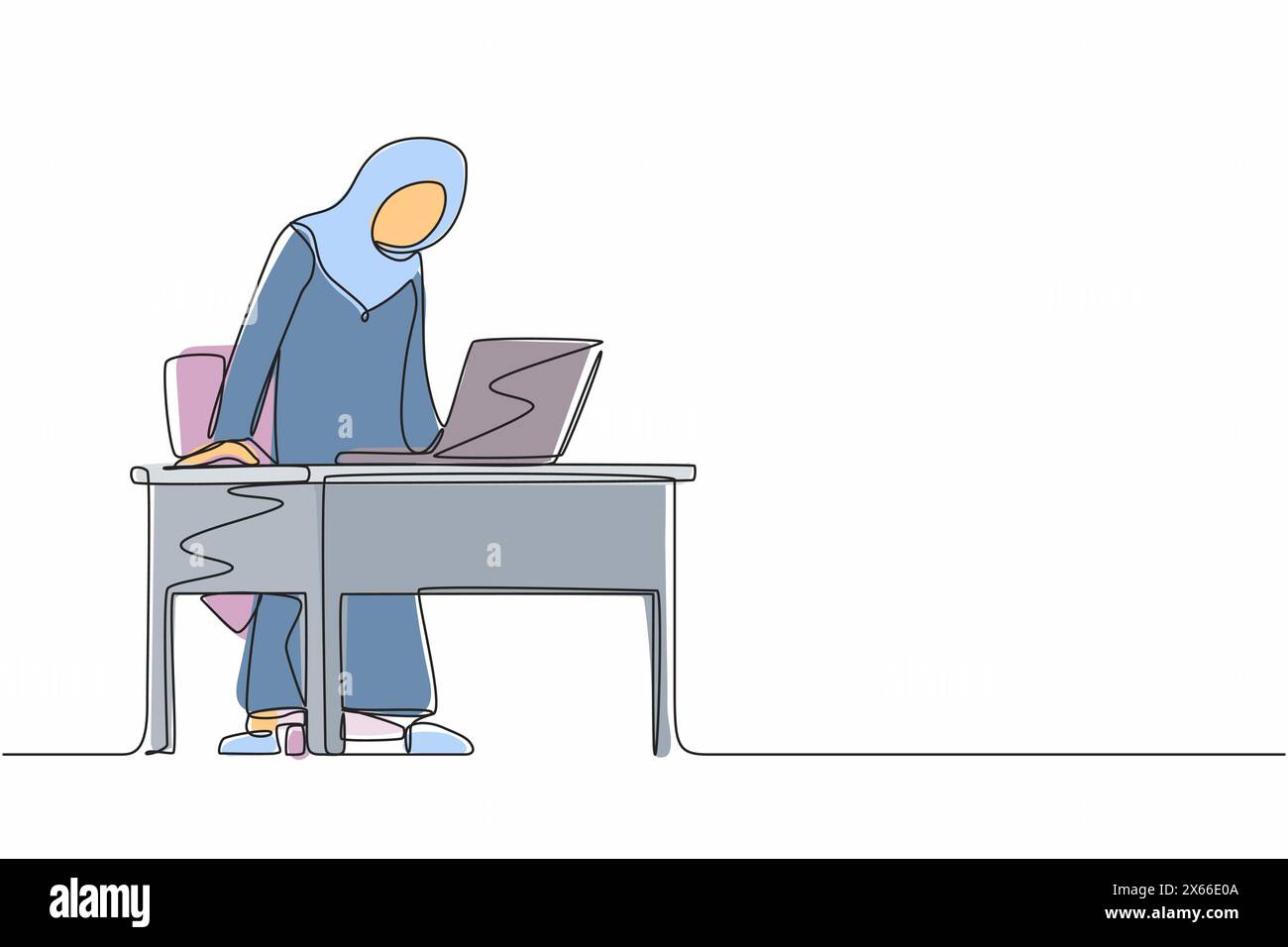 Single one line drawing frustrated and furious Arabic businesswoman ...