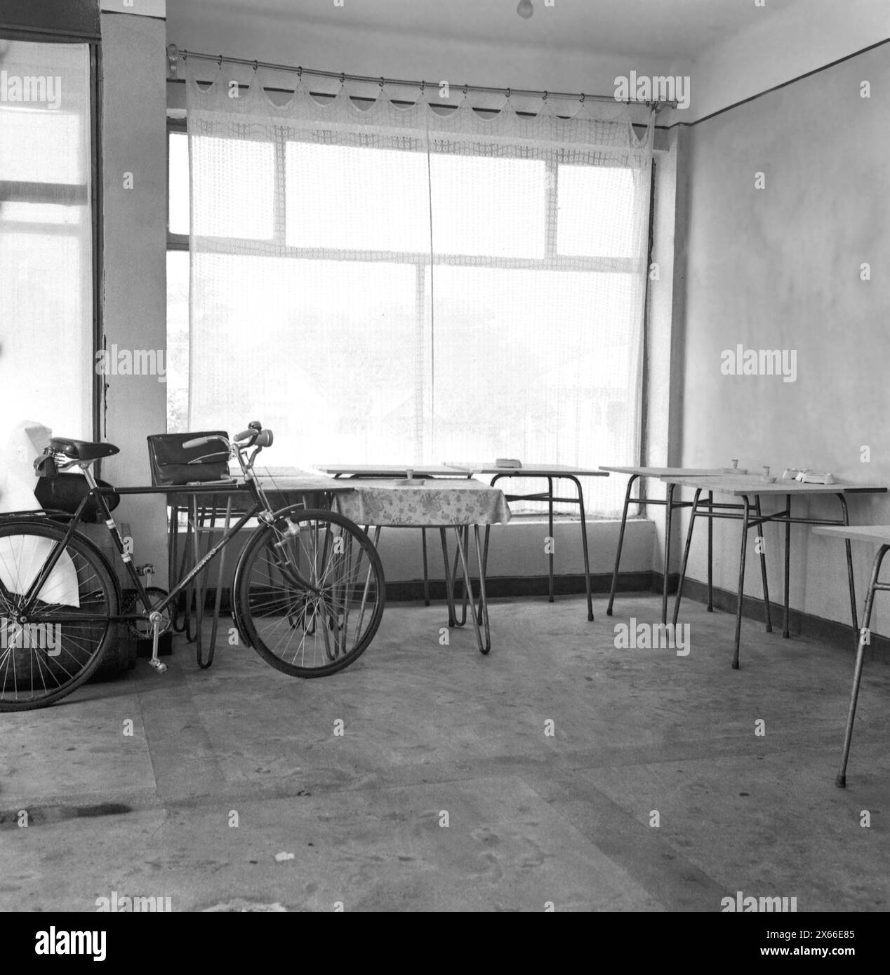 Socialist Republic of Romania in the 1980s. Interior of a typical diner ...