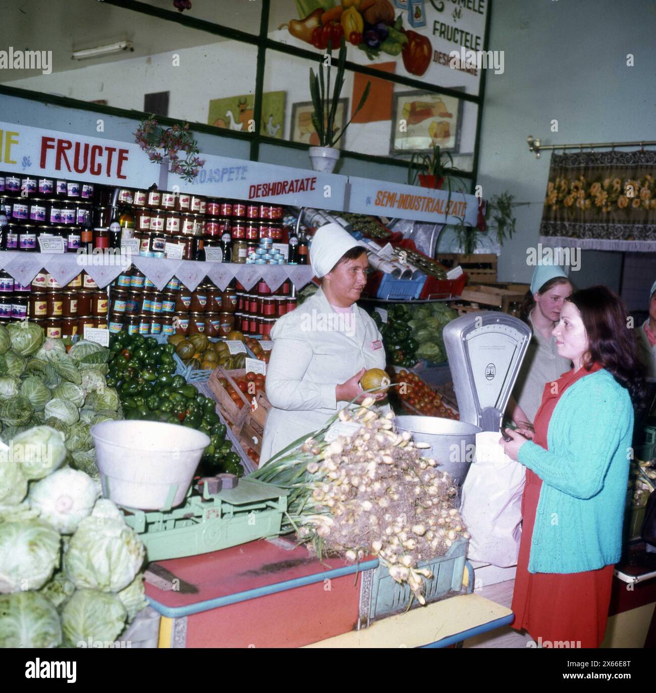 Socialist Republic of Romania in the 1970s. Interior of a state-owned ...