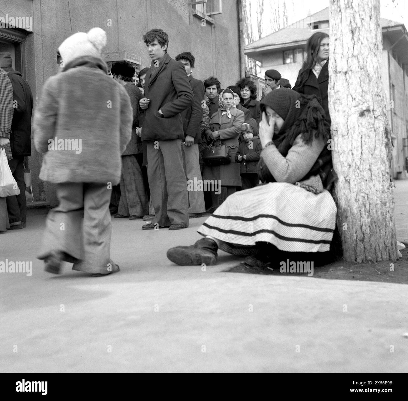 Socialist Republic of Romania in the 1970s. People staying in long ...