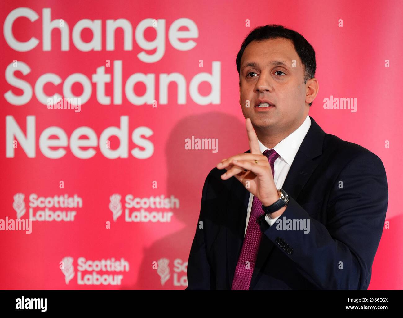 Scottish Labour leader Anas Sarwar speaking at Glasgow Royal Concert Hall, on Scottish Labour's ...