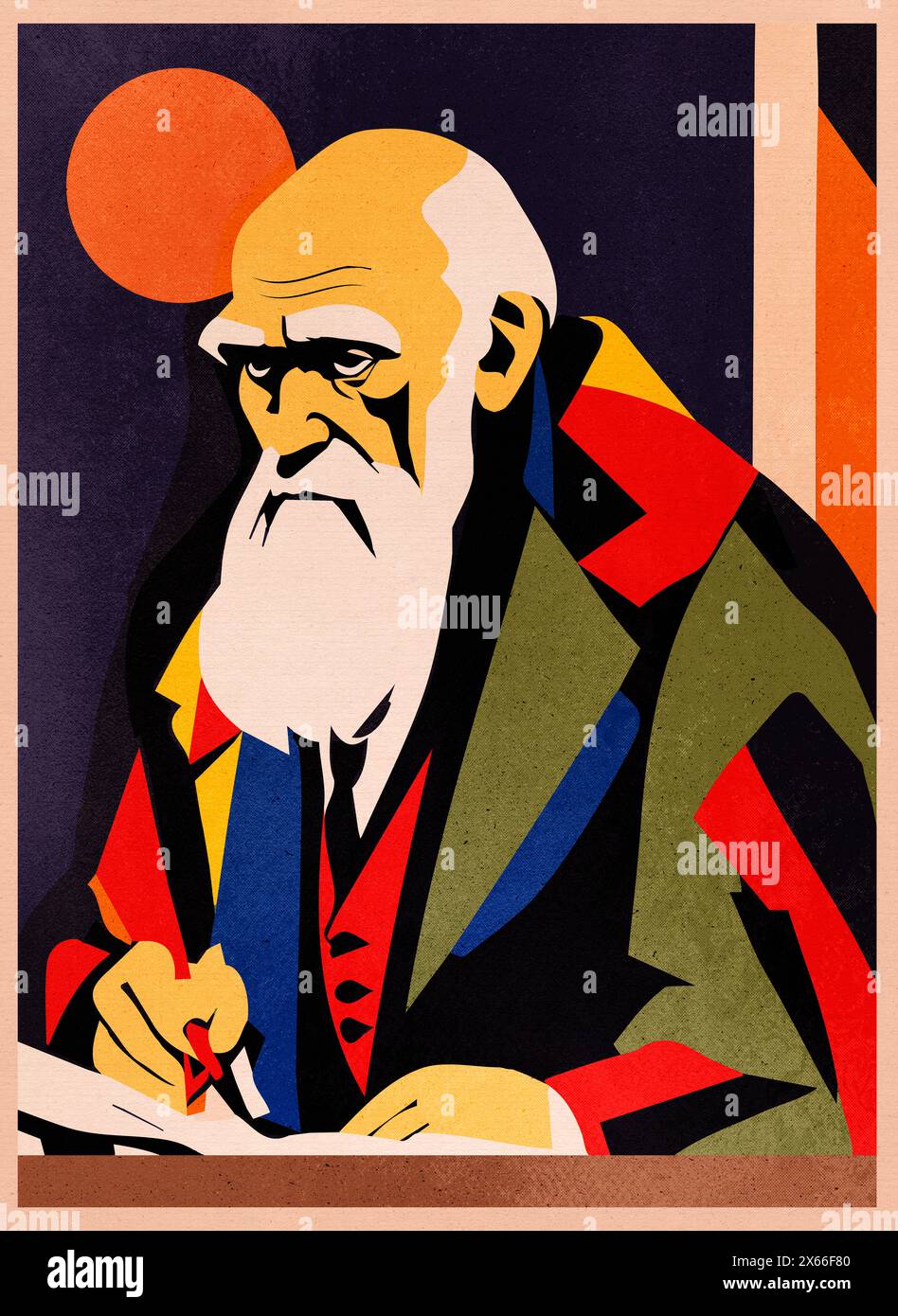 Charles Darwin Contemporary art graphic portrait Stock Photo - Alamy