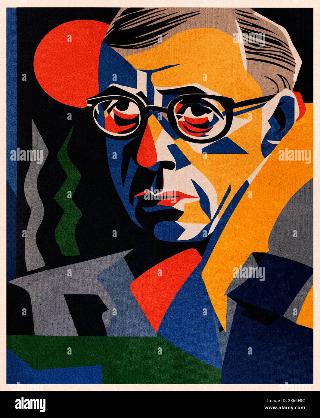 Jean-Paul Sartre Contemporary art graphic portrait. Sartre illustration ...