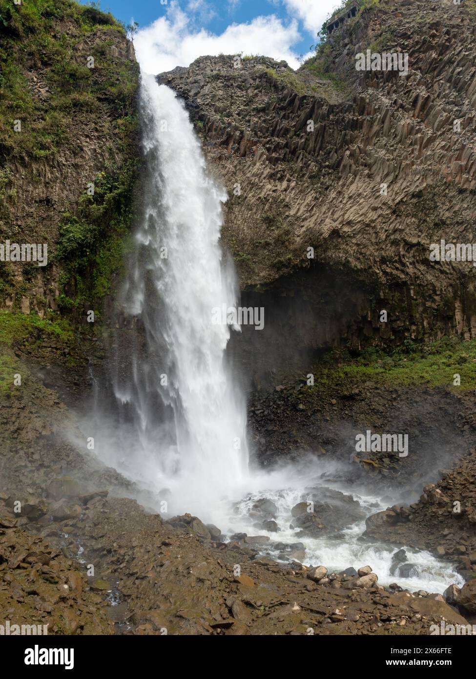 Majestic photo of Manto de la Novia (Bridal Veil) waterfall formed from ...